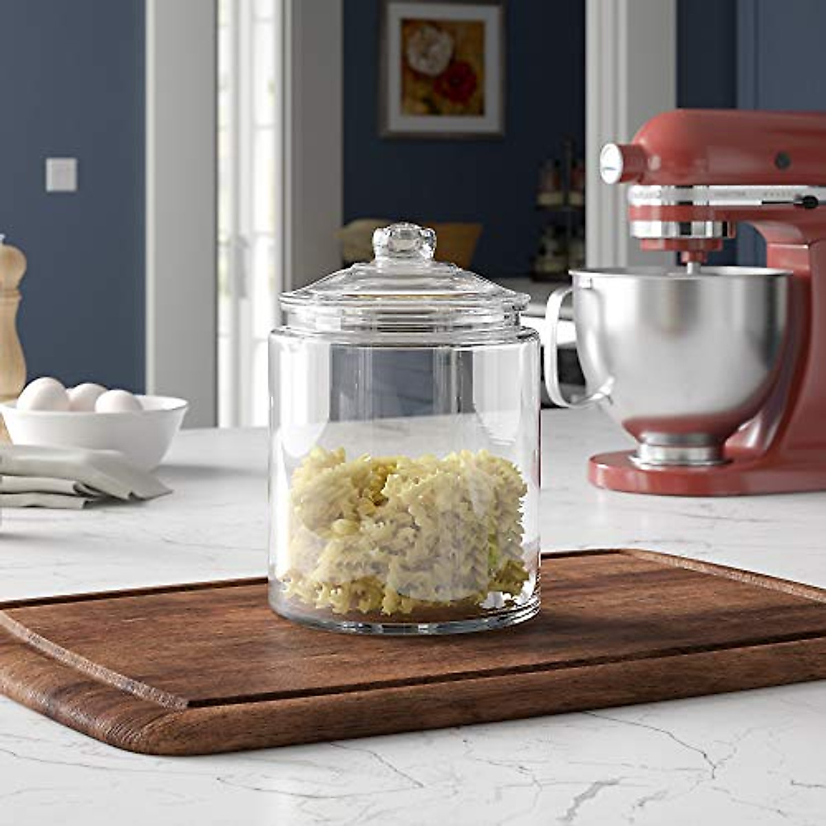 3pc Canister Sets for Kitchen Counter + Labels & Marker - Glass Cookie Jars with Airtight Lids - Food Storage Containers with Lids Airtight for Pantry - Flour, Sugar, Coffee, Cookies, etc.