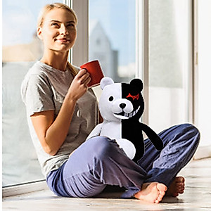 TIMSOPHIA Boys Black White Bear Plush Doll Monokuma Bear 36cm for Girls Birthday Child Pillow Toy Home Decor Adornment (Black White, 36cm)