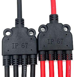 Solar Panel Connector Y Branch Solar Connector 1 to 4, 10 AWG Solar Cable and Connectors for Solar Combiner Box (1 Pair 1Y4)