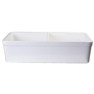 ALFI brand AB512 32-Inch Double Bowl Fireclay Farmhouse Kitchen Sink with 1 3/4-Inch Lip, White