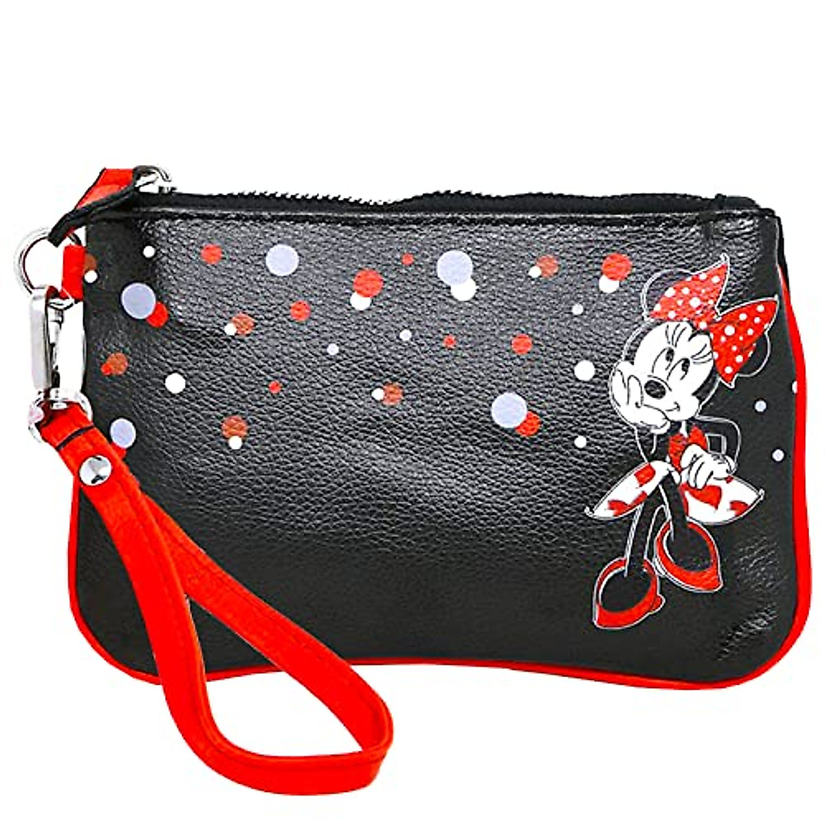 Walt Disney Studio Minnie Mouse Backpack and Wristlet Set - Bundle with Mini 10In Wrist Wallet Carrying Strap (Minnie Gift), backpack,