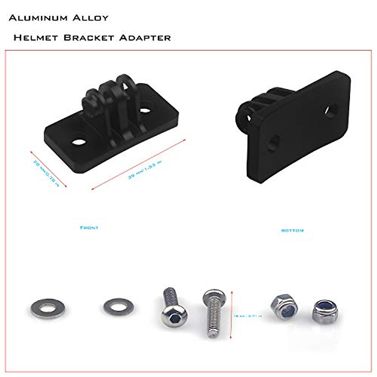 Universal Helmet Fixed Mounts, Camera Metal Bracket Adapter, Camera Accessories for GoPro Series Sport Camera/Skydiving Helmet with 1/4" Screw Adapter (Aluminum Alloy)