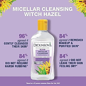 Dickinson's Micellar Cleansing Witch Hazel, An All-in-1 Makeup Remover, Pore Refiner, Skin Cleanser and Toner; Alcohol Free with Aloe, for Sensitive Skin, 16oz