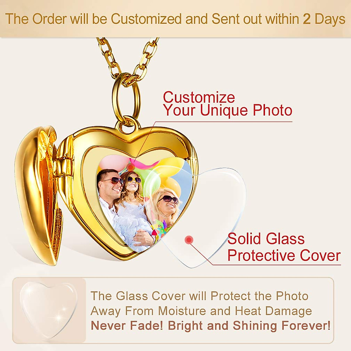 Gold Heart Locket Necklace for Women Silver Locket Necklace That Holds Picture Photo Keep Memorial Accessories Chain 16 Inch Custom Jewelry Personalized Locket Necklace for Wowen