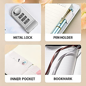 ZXHQ Diary with Lock for Women & Men, Secret Diary for Girls, Journal with Combination Lock Faux Leather Writing Travel Diary Password A5 Pink