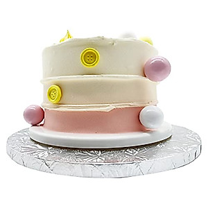 12 Inch Cake Drum, Silver Round Boards Cardboard for Wedding Birthday Party (1/2 Inch Thick, 5 Pack) - Fully Wrapped Edges - PACKIN WAY