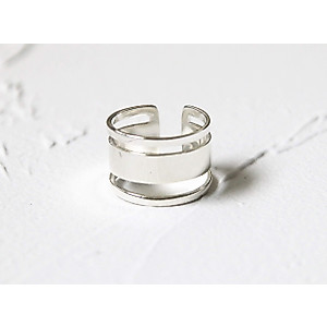 Helen de Lete Simple Cut-out S925 Sterling Silver Adjustable Ring