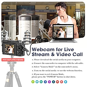 4K Digital Camera FHD 48MP Video Camera 16X Digital Zoom WiFi Vlogging Camera with Flash Light Compact Camera for Social Media 32GB SD Card 2 Batteries Wide Angle Lens Macro Lens