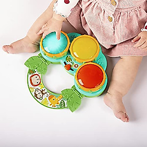 Bright Starts Safari Beats Musical Drum Toy with Lights, Ages 3 Months +, Multi