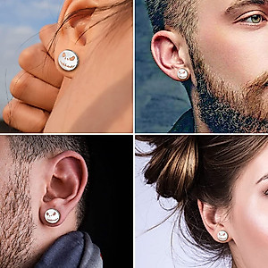 SIISPRI Stainless Steel Black/Silver Jack Skellington Cut-Out Round Circle Button Stud Post Earrings（10mm） (SilverER0026)