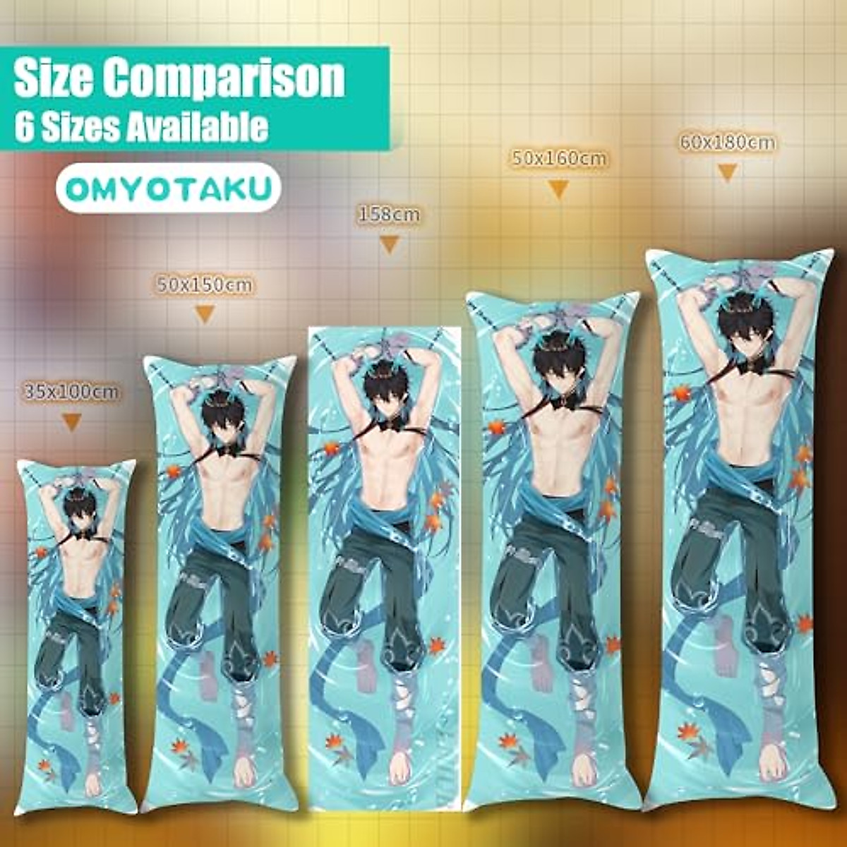 Anime Game Cosplay Long Body Pillow Case Peachskin Honkai Game Star Rail Dan-Heng Hugging Pillow Case Long Pillow Cover (White,23.6"x66.9"/ 60x170cm)
