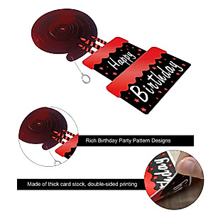 Red and Black Happy Birthday Decorations Hanging Swirls Party Supplies, 30Pcs Red Black Happy Birthday Foil Swirl Decor, 10th 16th 21st 30th 40th 50th 60th Ceiling Hanging Sign Decor