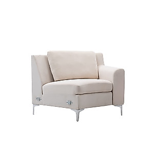 Legend Vansen Velvet Symmetrical Modular U Shaped 4 Seats Sofa Corner Curved couches Sectional, 136" Wide, Beige