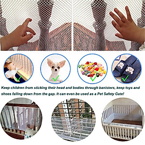 Child Safety Clear Banister Guard Net for Stairs, CuleedTec 16.5x2.5ft Protection Preathable Crib Mesh Liner Bumper for Baby, Cat Fence, Balcony Screen Cat Netting for Pets,SGS Passed