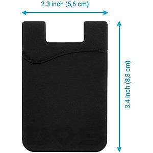 Adhesive Cell Phone Wallet for Back of Phone Case. Silicone Stick On Sleeve for iPhone, Android & Flat Surfaces, Great for Credit Cards, Business Card, Money & ID Card (Black 1 Pack)