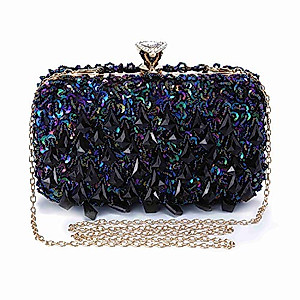 UBORSE Women Clutch Wedding Purse Rhinestone Crystal Beaded Bags Cocktail Party Bridal Prom Handbag for Women (Blue)
