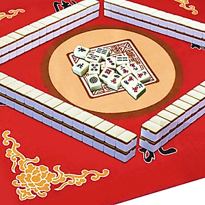 ALANGDUO Mahjong Mat Anti Slip Noise Reduction Table Cover for Mahjong Paigow Poker 31.5 x 31.5 Inches (Red)