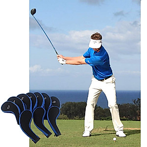 VideoPUP 10PCS Golf Iron Head Covers Long Neck Iron Zippered Golf Club Headcovers Protect Set