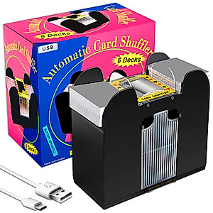 Zomiboo 1/2/4/6 Decks Casino Automatic Card Shuffler USB Battery Operated Electric Shuffler Poker Card Deck Shuffler Card Shuffling Machine for Home Card Playing Games Casino and Club Party