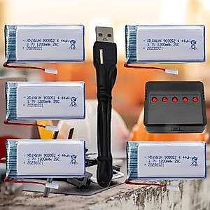 5pcs 1200mAh 3.7V Upgrade Lipo Battery and Battery Charger for SYMA X5SW X5SC RC Quadcopter Drone