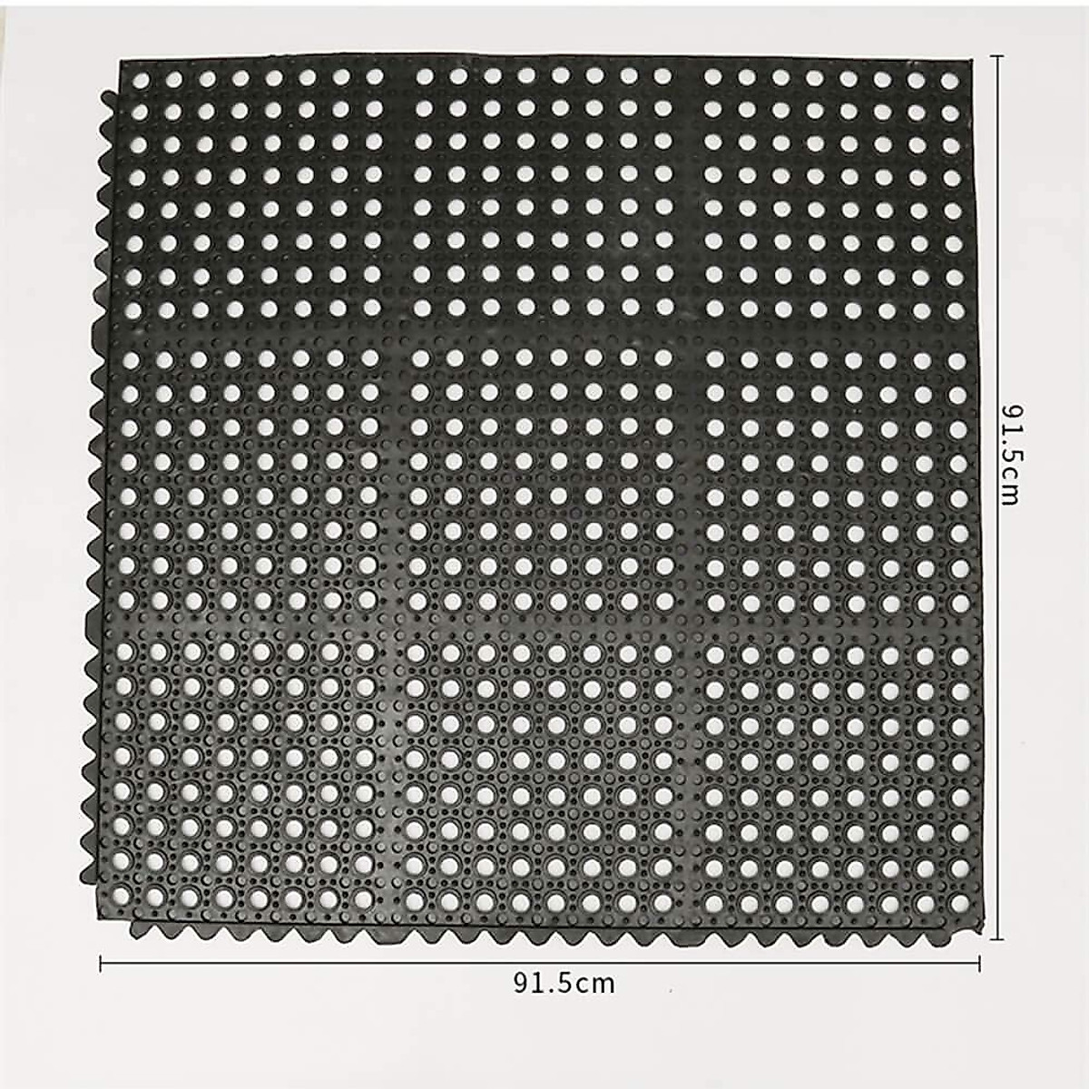 smabee Anti-Fatigue Non-Slip Interlocking Rubber Floor Mat Heavy Duty Commercial Interlock Mats for Indoor Restaurant Kitchen Bar Bathroom 36" x 36" (Black)