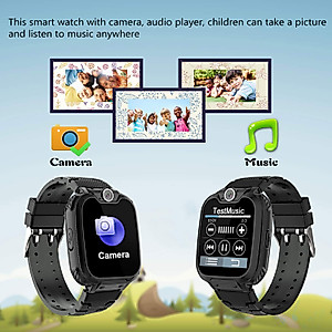 GOOWJUER Kids Smart Watch for Boys Girls - HD Touch Screen Sports Smart Watch for 4-12 Years Kids Watches with Camera 16 Learning Games Recorder Alarm Music Player for Children Teen Students (Black)