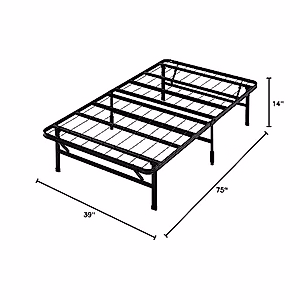 ZINUS SmartBase Tool-Free Assembly Mattress Foundation / 14 Inch Metal Platform Bed Frame / No Box Spring Needed / Sturdy Steel Frame / Underbed Storage, Black, Twin, Regular