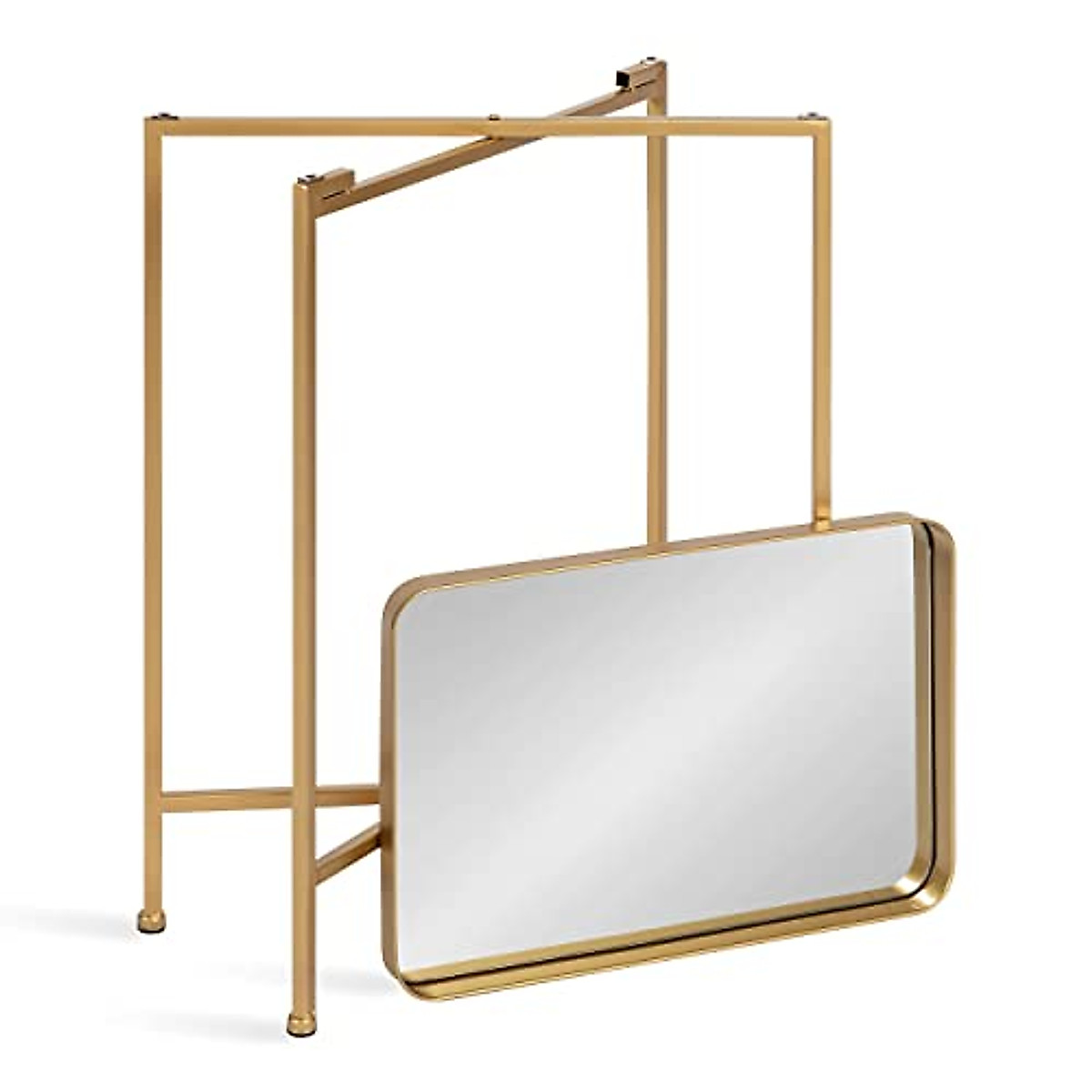 Kate and Laurel Celia Modern Mirrored Tray Side Table, 18 x 12 x 26, Gold, Foldable Rectangular End Table for Storage and Display