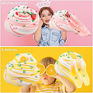 MKAKJWAW 4 Pack Butter Slime Kit, Dual Color Scented Non-Sticky Slime Pack for Kids, Ideal Gifts for Party Favors Goodie Bag Stuffers Fidget Toys…