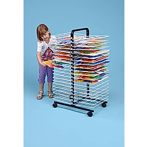 American Educational Products A-C1168 Drying Rack on Wheels, 40 Shelf, 7" Height, 18" Wide, 48" Length
