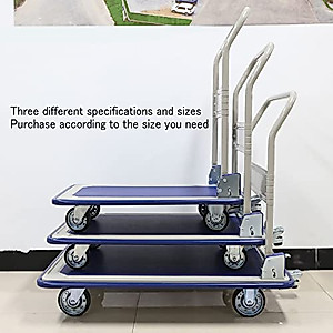 Uholan Folding Steel Trolley Platform Handtruck with Brake Heavy Industrial Trolley Flatbed Truck Logistics Warehouse Handling Turnover Vehicle Load 550lb with Wheels Dolly Cart