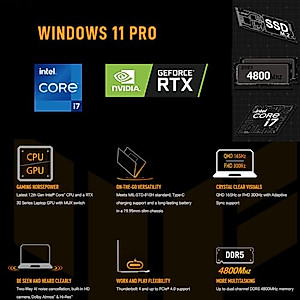 ASUS TUF Dash Gaming Laptop - 15.6" FHD 144Hz Display, Intel Core i7-12650H Processor (10 Core), NVIDIA GeForce RTX 3070, 64GB DDR5 RAM, 2TB SSD, Wi-Fi6, Backlit Keyboard, Windows 11 Home