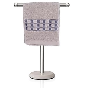 Hand Towel Holder, Hand Towel Rack Stand with Heavy Marble Base, Countertop Hand Towel Holder Stand for Bathroom (Brushed Nickel)