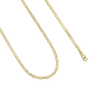 Nuragold 10k Yellow Gold Solid 2.5mm Anchor Mariner Link Chain Pendant Necklace, Womens Mens Jewelry 16" 18" 20" 22" 24" 26"