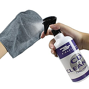 Premium CD Cleaner Spray Fluid - Compact Disc CD-DVD Cleaning Solution and Practical Microfiber Anti-Static Glove - Big Bottle 17oz