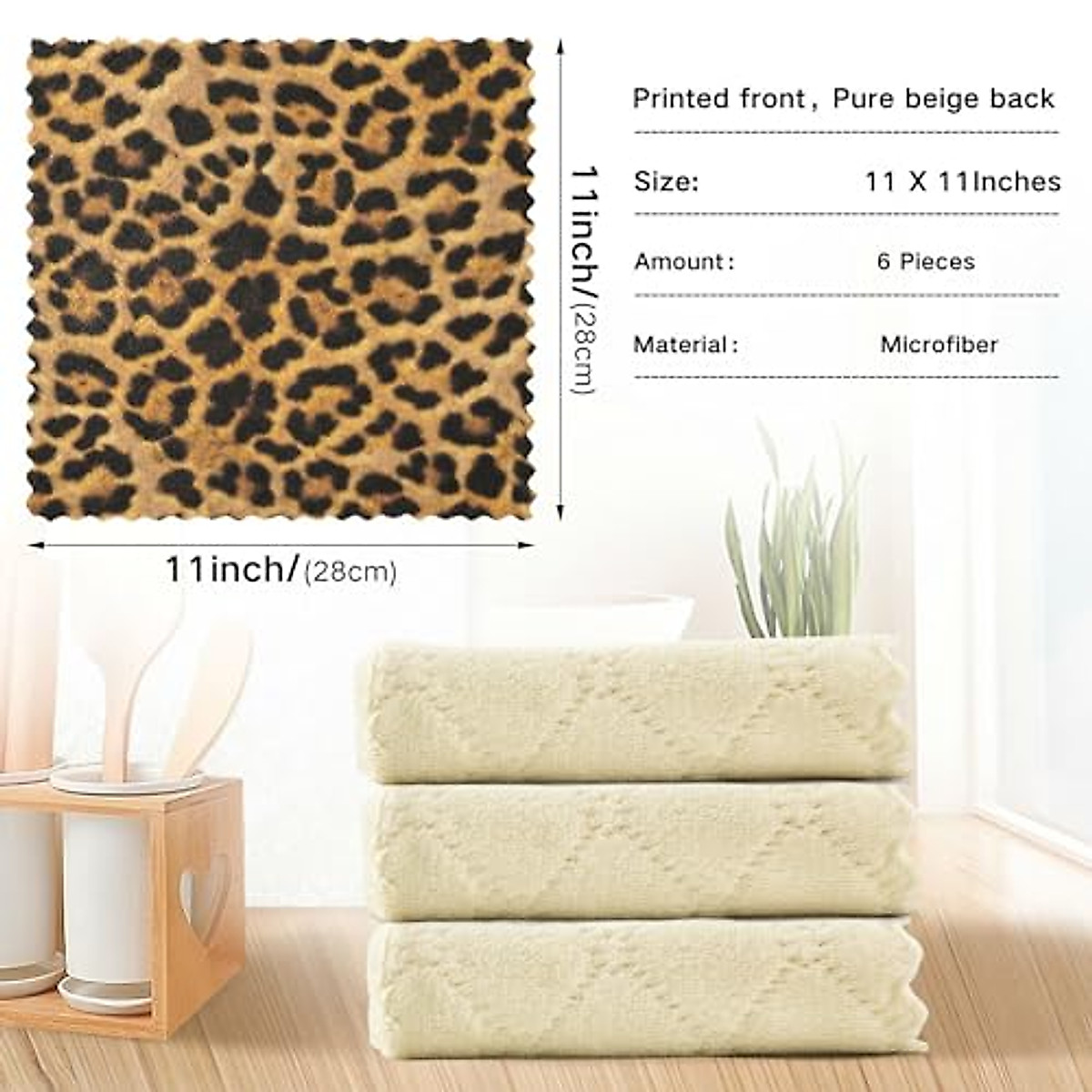 FRODOTGV Seamless Leopard Texture Skin Microfiber Kitchen Towels Rags Dish Towels Tea Towel Terry Cloth Kitchen Hand Towels Kitchen Hand Towels Hanging