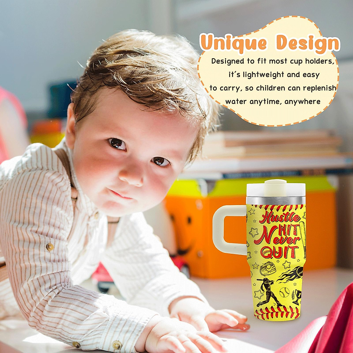 Softball Gifts for Girls 8-12, Softball Tumbler with Handle and Straw for Kids 14 Oz, Insulated Stainless Steel Softballs Cups Stuff, Birthday Gifts for Toddler Girls