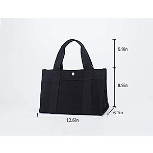 YONBEN Crossbody Purses For Women Medium with Handles Long Strap Canvas Satchel Purse (Black)