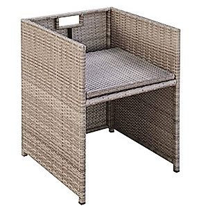 vidaXL Patio Furniture Set 5 Piece, Table and Chair for Garden Balcony Porch, Outdoor Dining Set with Cushions, Stool, Poly Rattan Beige