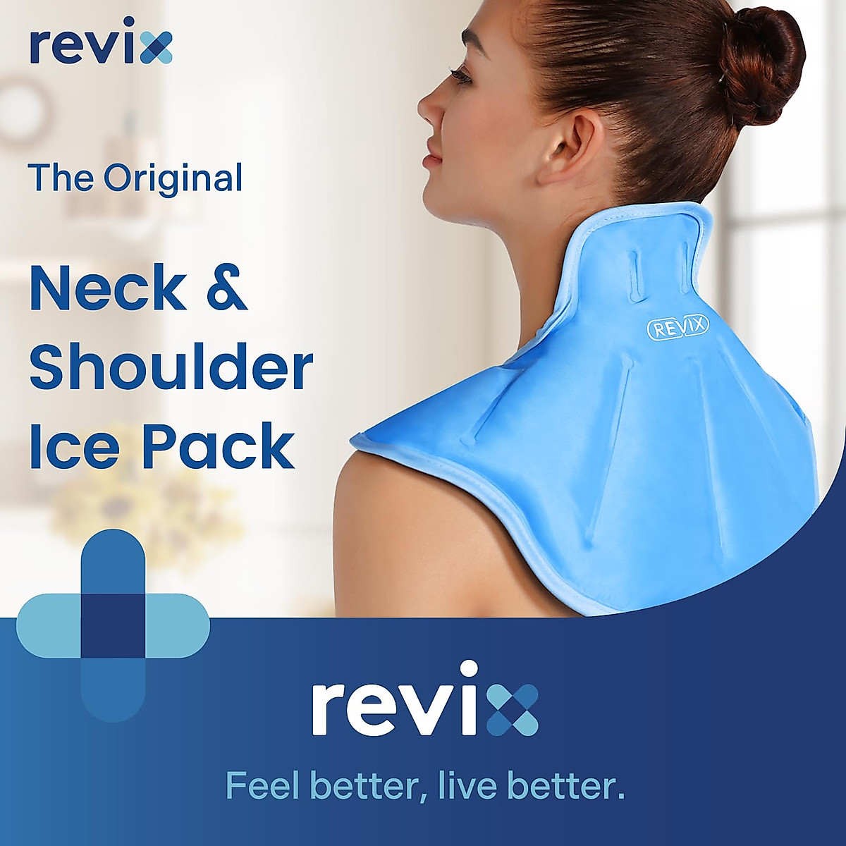 REVIX Ice Pack for Neck and Shoulders Upper Back Discomfort, Large Neck Ice Pack Wrap with Soft Plush Lining, Reusable Gel Cold Compress for Post-Workout Recovery, Blue