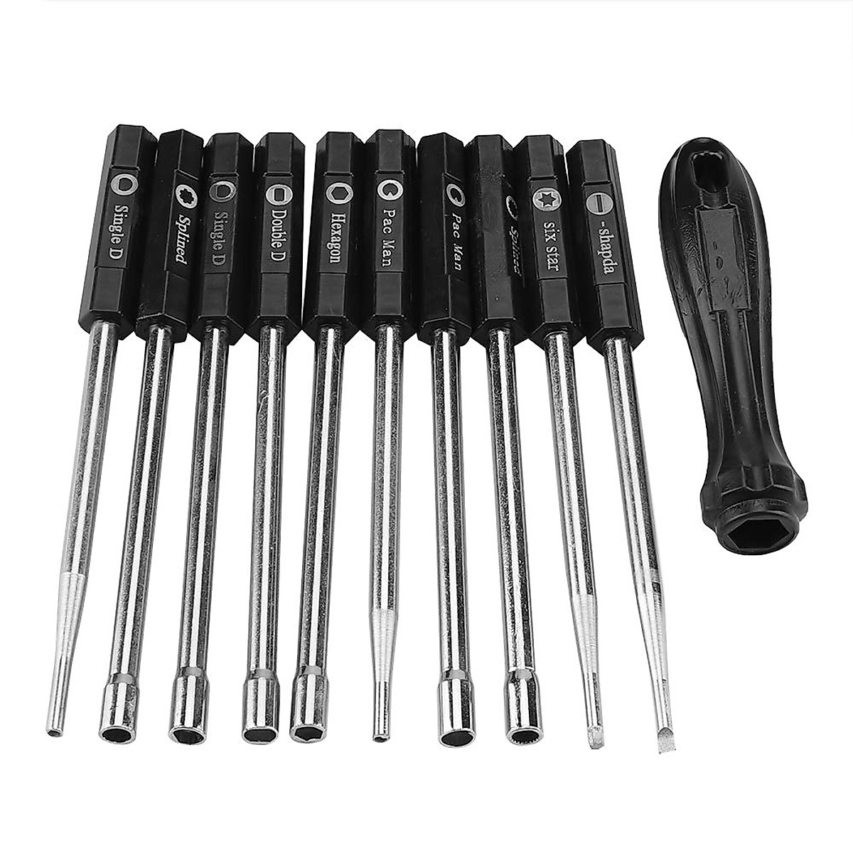 Rushbom Adjustment Screwdriver with Storage Box, 10PCS Carburetor Adjustment Set Screwdriver Card Tool Splined Pacman Double D Type