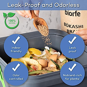 Biorfe Organic Bokashi Bran for Quick and Easy Composting 2.2 lbs, All-Season Compost Starter for Indoor Compost Bin, No-Odor Accelerator for Kitchen Composter