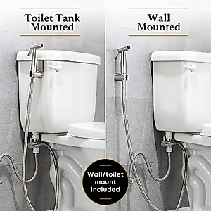 Generic Bidet Sprayer for Toilet,Handheld Bidet,Bidet Attachment for Toilet-Adjustable Water Pressure Control with Bidet Hose for Feminine Wash,Support Wall or Toilet Mount (Silver)