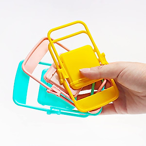 Bbiamsleep 9 Pcs 1:6 Scale Colorful Miniature Chair Miniature Folding Chairs Miniature Plastic Chair Mini Furniture Accessories(Random Color)