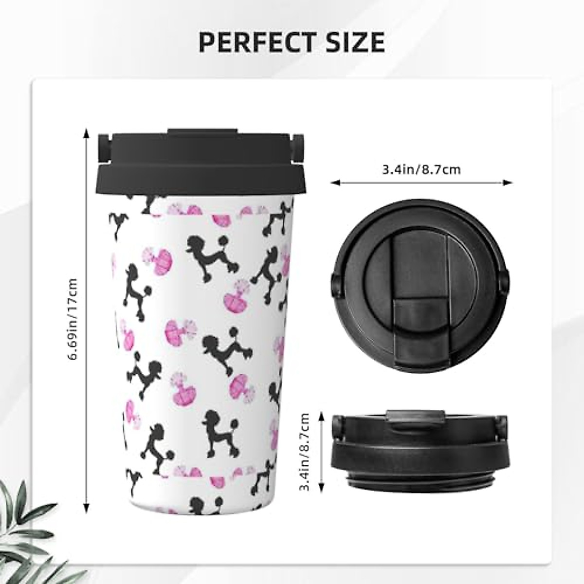 girly red perfume bottle and poodle Print 500ml Stainless Steel Travel Tumbler Double Wall Vacuum Insulated Coffee Mug