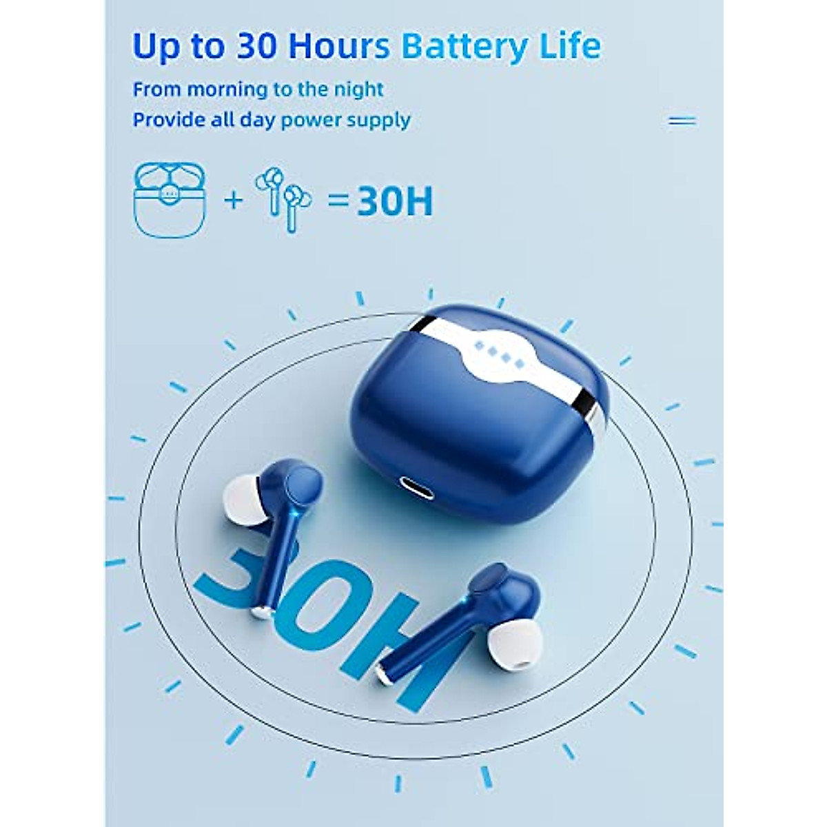 Earbuds Wireless, Noise Cancelling ENC Clear Call Ear Buds with 4 Mic,Bluetooth Headphones 4 Dynamic Drivers,Waterproof Earphones, Immersive Sound Premium Stereo Headset for iPhone Android(Blue)