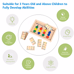 AMOMO Montessori Learning Toys Slide Puzzle Color & Shape Matching Brain Teasers Logic Game Preschool Educational Wooden Toys for Kids Boys Girls Age 3-7 Years Old Airplane Travel Toys Birthday Gifts