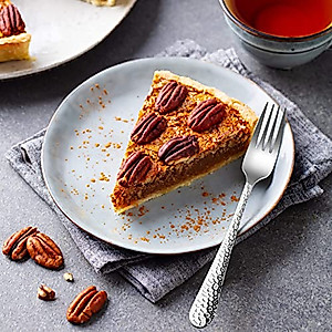 E-far 12-Piece Stainless Steel Hammered Dinner Forks Set, Salad Flatware Forks Use for Home, Kitchen, Restaurant, Round Edge & Mirror Polished, Dishwasher safe - 7.9 Inches