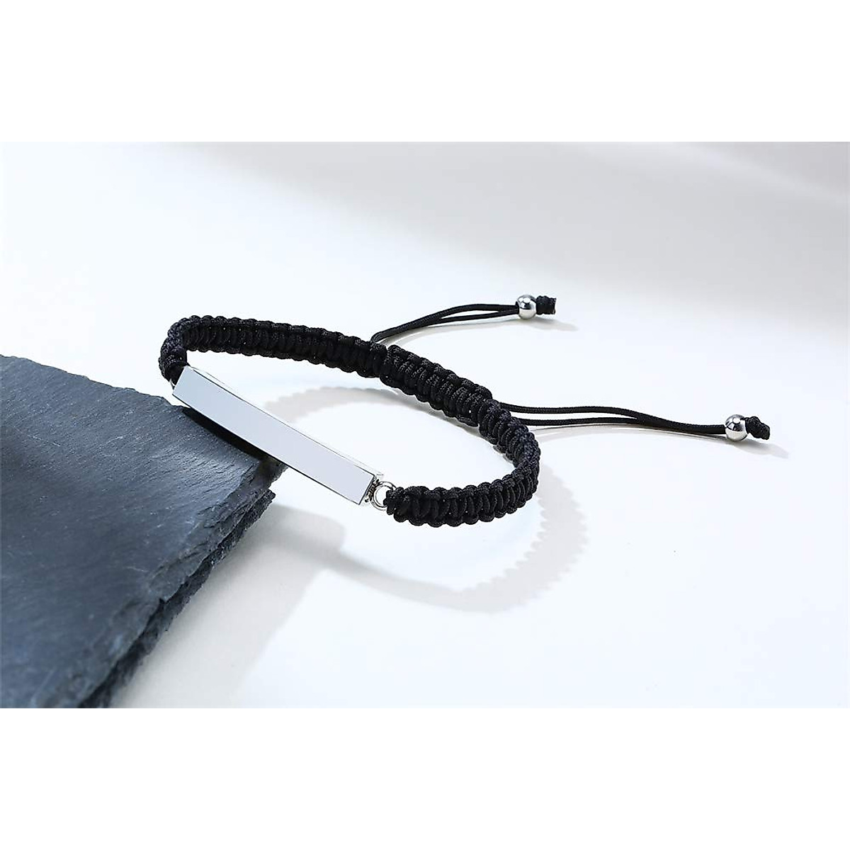 MEALGUET Personalized Customized Stainless Steel Cremation Urn Bracelet ID Bar Braided Bracelet for Ashes Holder Keepsake Locket for Women Men