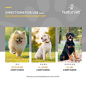 NaturVet Senior Advanced 5-in-1 Support Dog Supplement – Helps Support Immune System, Heart, Liver, Cognitive Function, Eye Health – Includes Ginkgo Biloba, Lutein – 60 Ct.